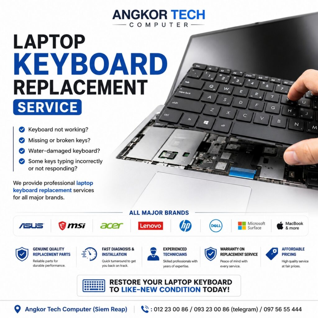Laptop Keyboard Replacement Service - AngkorTech